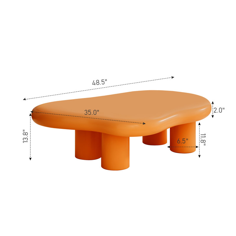 Brayden Studio® Ednar Single 48.5" Solid Wood Cloud Coffee Table with four legs unique coffee ...